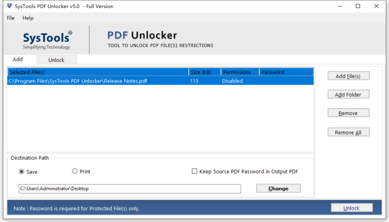PDF文件解密软件 SysTools PDF Unlocker v5.3-App热